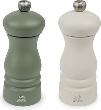 Peugeot Duo Clermont - Pfefferm&uuml;hle + Salzm&uuml;hle 13 cm - Klassische Einstellung - Buchenholz - Farben: Foug&egrave;re-Gr&uuml;n & Federwei&szlig;