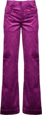 CHRISTOPHER ESBER Ava Jean en velours c&ocirc;tel&eacute; satin&eacute; - Femme - Pantalons - Violet - Taille: 34 FR