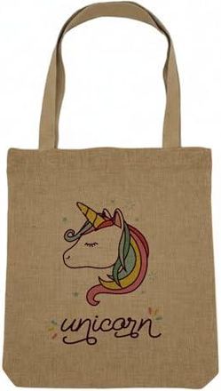 Fabulous Sac Shopping Tote Bag Aspect Lin - Unicorn Rainbow Cute Horse - Sac de Courses Toile Epaisse 360g Beige Naturel Cabas Port&eacute; Epaule Solide Imprim&eacute; en F