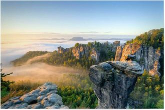 artboxONE Poster 75x50 cm Natur Morgenstimmung in der S&auml;chsischen Schweiz - Bild Elbsandsteingebirge