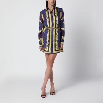 Versace Mini-Hemdkleid in Aubergine mit Barock-Print