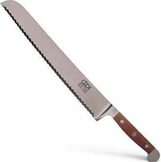 Gude Solingen - Brotmesser Links und Rechtshänder geschmiedet, 32 cm, Walnussholz, ALPHA WALNUSS, Doppelkropf, Handmade Germany