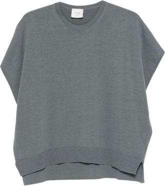 Alysi Femme, Pulls, Gris, Taille: 36 FR Maille Ras du Cou &agrave; Ourlet C&ocirc;tel&eacute;