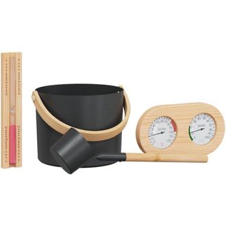 vidaXL Sauna Zubeh&ouml;r Set 4 pcs Schwarz vidaXL
