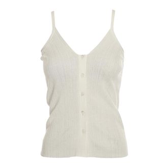 Drykorn Femme, Tops, Blanc, Taille: 44 FR Top sans manches &agrave; col en V boutonn&eacute;