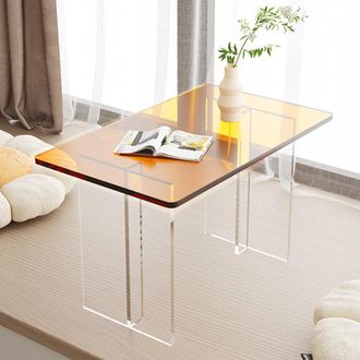 Generic Premium-Beistelltisch Aus Acryl - Rechteckiger, Durchsichtiger, Niedriger Couchtisch, Moderner, Dekorativer Nachttisch for Wohnzimmer, Schlafzimmer, B
