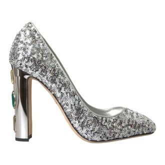 Dolce & Gabbana Femme, Chaussures, Gris, Taille: 37 EU Argent Paillettes Cristal Talons Escarpins