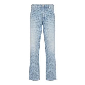 Balmain Jean Droit Monogramm&eacute; Jacquard - Homme - Jeans - Bleu - Taille: W34