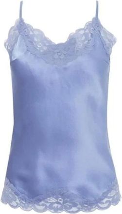 Gold Hawk Femme, Tops, Bleu, Taille: 38 FR Gh152 Cami en Soie Garnie de Dentelle