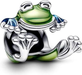 Pandora Pandora Moments Charm Grenouille en argent sterling avec émail vert et bleu transparent