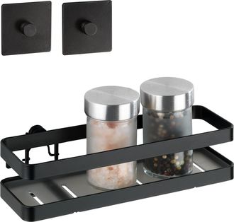 WENKO Turbo-Loc Gew&uuml;rzregal Gala, Gew&uuml;rzst&auml;nder f&uuml;r Gew&uuml;rze und K&uuml;chenutensilien, Set bestehend aus Regal und passendem Adapter, pulverbeschichteter Flachst