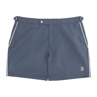 Brunello Cucinelli Mw817045 Tabbed Waistband Piping Swim Shorts - - Swimwear - Herren - Blau - L