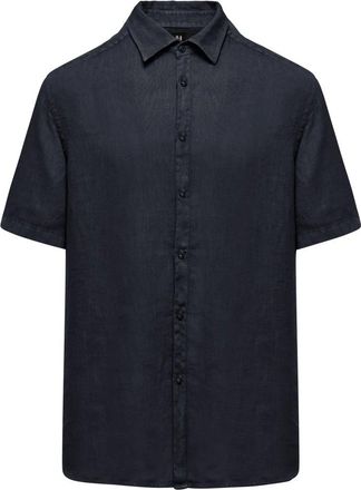 Bomboogie Homme, Chemises, Bleu, Taille: L Linen Short Sleeve Shirt