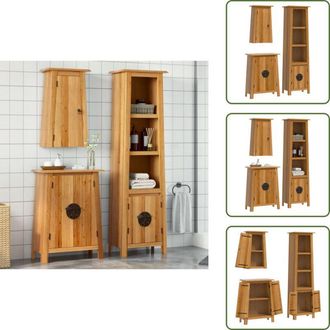 vidaXL Vidaxl - 3-tlg. Badm&ouml;bel-Set Massivholz Kiefer - Badm&ouml;beln - Kiefernholzm&ouml;bel - Vintage Badezimmer - Badezimmerm&ouml;bel Set - Badschr&auml;nke