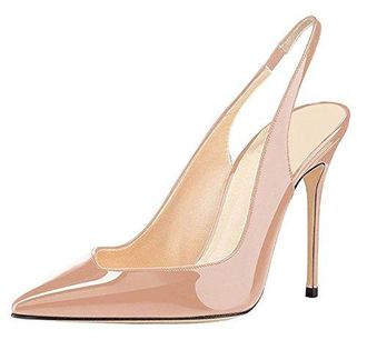 EDEFS Escarpins Femme - Sexy Talon Aiguille - Sandales Bride Arrière Femme - Bout Fermé - Beige - Taille 43