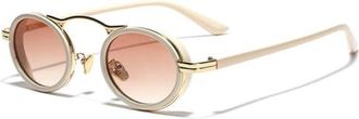 Generic Lunettes de soleil rétro punk pour femme - Petites nuances ovales dégradées UV400 - Lunettes de soleil semi-métalliques tendance 2026