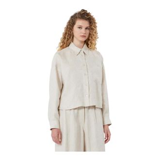Max Mara Femme, Blouses et Chemises, Beige, Taille: 36 FR Chemise en lin coupe souple