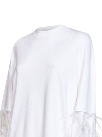 Darkpark Ostrich Feather-Embellished Cotton Sweater - White