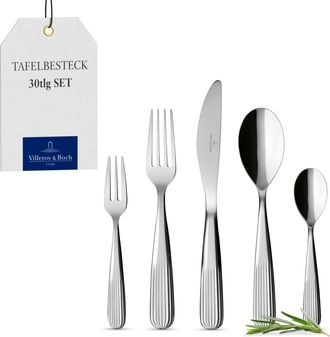 Villeroy & Boch Rose Garden Besteckset 30tlg. Silber/Platin, Spülmaschinenfest, Besteck, Tafelbesteck, Besteck Set 6 Personen, Edelstahl