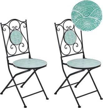 Beliani Ensemble de 2 Chaises dExt&eacute;rieur Style Vintage Structure en Fer Noir Anapo