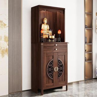 Generic Buddha-Schrein, Altartisch, pers&ouml;nlicher Meditationstisch aus Massivholz, Buddha-Nischenschrank mit Stauraum