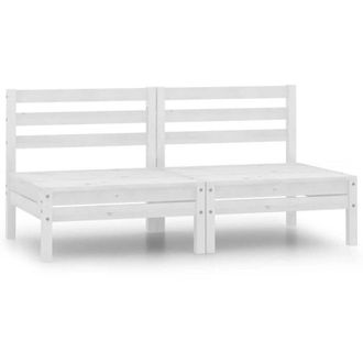 vidaXL Canap&eacute;s centraux de jardin 2 pcs blanc bois de pin massif vidaXL