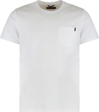 Moorer Homme, Tops, Blanc, Taille: M T-Shirt en Coton &agrave; Col Rond