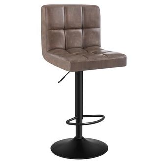 Woltu Lot de 1 Tabouret de Bar Pied Noir en Acier Si&egrave;ge en Similicuir rembourr&eacute;e, Brun Fonc&eacute;