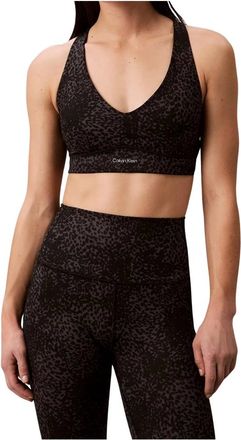 Calvin Klein Femme, Sous-v&ecirc;tements, Noir, Taille: 42 FR Soft Sport Med Support Bra Print