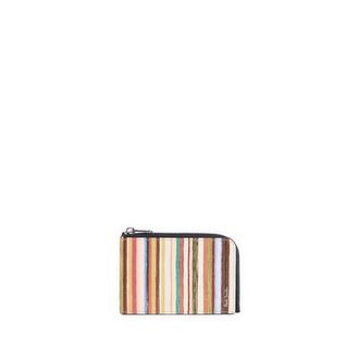 Paul Smith Porte-monnaie &agrave; rayures en cuir