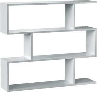 PEGANE Pegane - Bibliothèque, étagère basse 3 niveaux en bois mélaminé coloris blanc brillant - Longueur 110 x Profondeur 24 x Hauteur 97 cm