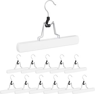 Relaxdays 96 x Hosenspanner Holz, 360° drehbarer Haken, Filzschutz, HBT: 17 x 25 x 2,3 cm, Kleiderbügel Hose & Rock, weiß