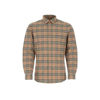 Burberry Chemise en coton stretch &agrave; micro-carreaux - Homme - Chemises - Beige - Taille: L