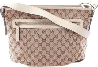 Gucci Sac bandouli&egrave;re en toile et cuir Pre-owned GG - Femme - Pre-owned - Beige - Taille: ONE Size