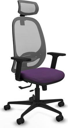 Piqueras y Crespo Callcenter-St&uuml;hle mit 2D-Armen, h&ouml;henverstellbarer Lendenwirbelst&uuml;tze und h&ouml;henverstellbarem Kopfteil, Grau/Violett