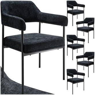 TecTake Lot de 6 chaises de salle à manger, chaises modernes avec pieds en acier, chaise ergonomique, chaises de cuisine antidérapantes, idéales pour le salon