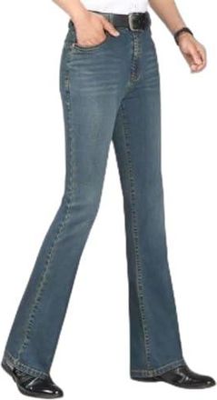 Generic Jean Large en Denim pour Homme, Bas &eacute;vas&eacute;, Style r&eacute;tro des ann&eacute;es 70, Coupe Confortable et Extensible