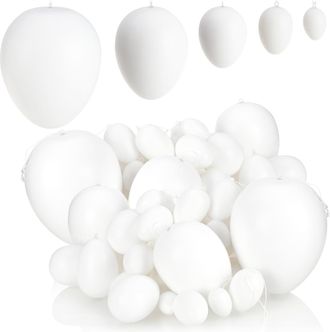 Com-Four 72x weiße Deko-Ostereier aus Kunststoff - große und kleine Plastikeier zum Anmalen und Aufhängen - Kunststoffeier-Dekoration zu Ostern