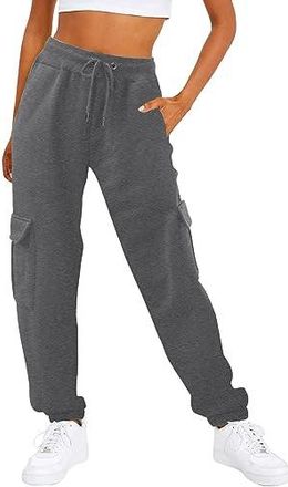 Generic Pantalons de Survêtement Femme Sport Pantalons De Jogging Ample DEntraîNement Bas Sport Pants De Couleur Unie avec Poches DéContractéEs dautomne Track