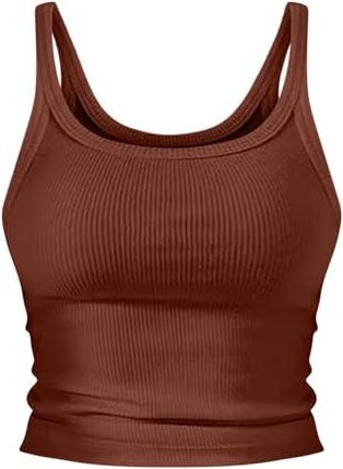 Generic D&eacute;bardeur c&ocirc;tel&eacute; pour femme - Couleur pure - Col carr&eacute; - Caraco pour femme - En coton d&eacute;contract&eacute; - Sans manches - Confortable - Coupe ajust&eacute;e - Brete