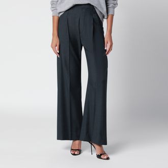 Victoria Beckham Ethel-Hose aus sumpfgr&uuml;ner Schurwolle