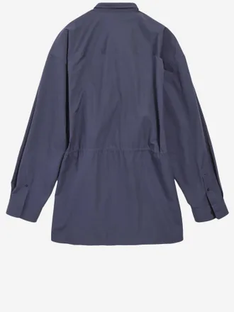 Balenciaga Womens Cotton Poplin Dress Navy