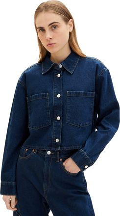 Tom Tailor Damen Jeansjacke Overshirt 1035311, 10114 - Clean Dark Stone Blue Denim, L