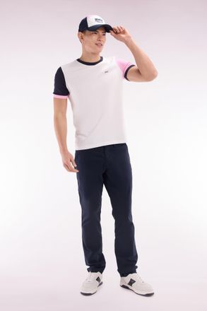 Eden Park T-shirt Colorblock En Coton Blanc Broderie 10 Coupe Droite