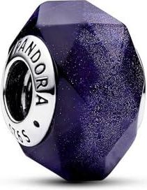 Pandora Pandora Moments Charm en argent sterling avec verre de Murano bleu scintillant, aventurine à facettes