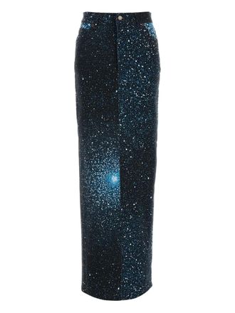 Giuseppe Di Morabito jupe longue en jean à imprimé graphique - Bleu