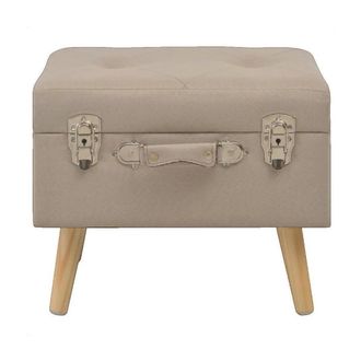 vidaXL Pouf Tabouret de rangement Beige Tissu
