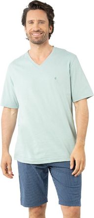 Eminence Herren Coton Bio Lu04 Pyjamaset, Celadon/Blau, M