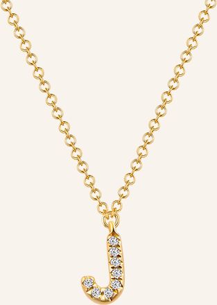 Leaf Initialien Halskette J Aus 14 Karat Gelbgold Mit Diamanten gold