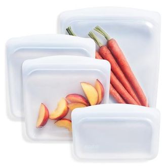 Stasher Premium Silicone Réutilisables Sac Transparent, Set de 4, Stockage Alimentaire, Sac à Snacks, Durable, Résistant au Four, Lave-Vaisselle & Congélateur